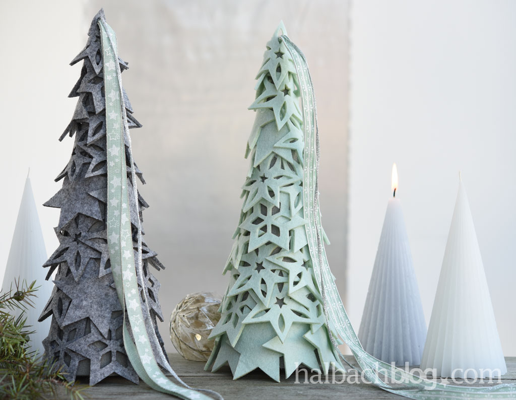 Kleiner Winterwald aus Filz-Bäumen · Halbachblog