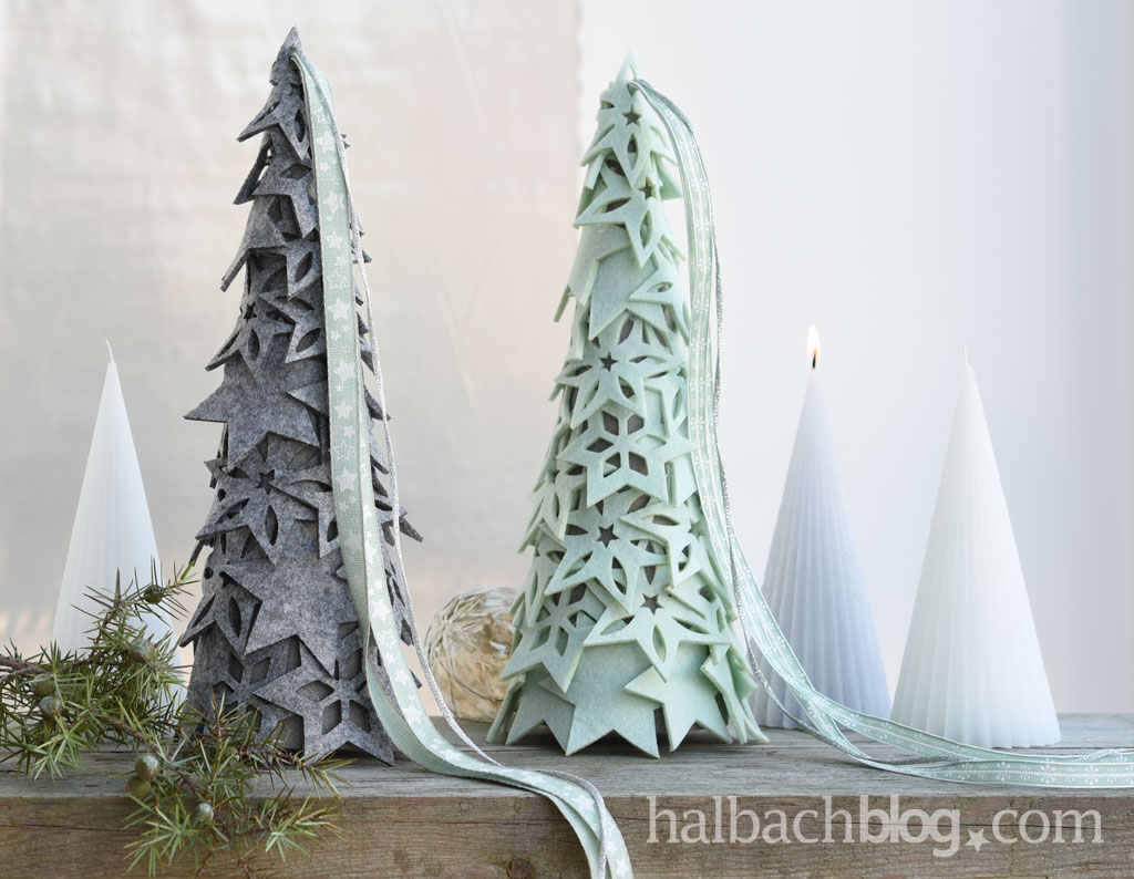Kleiner Winterwald aus Filz-Bäumen · Halbachblog
